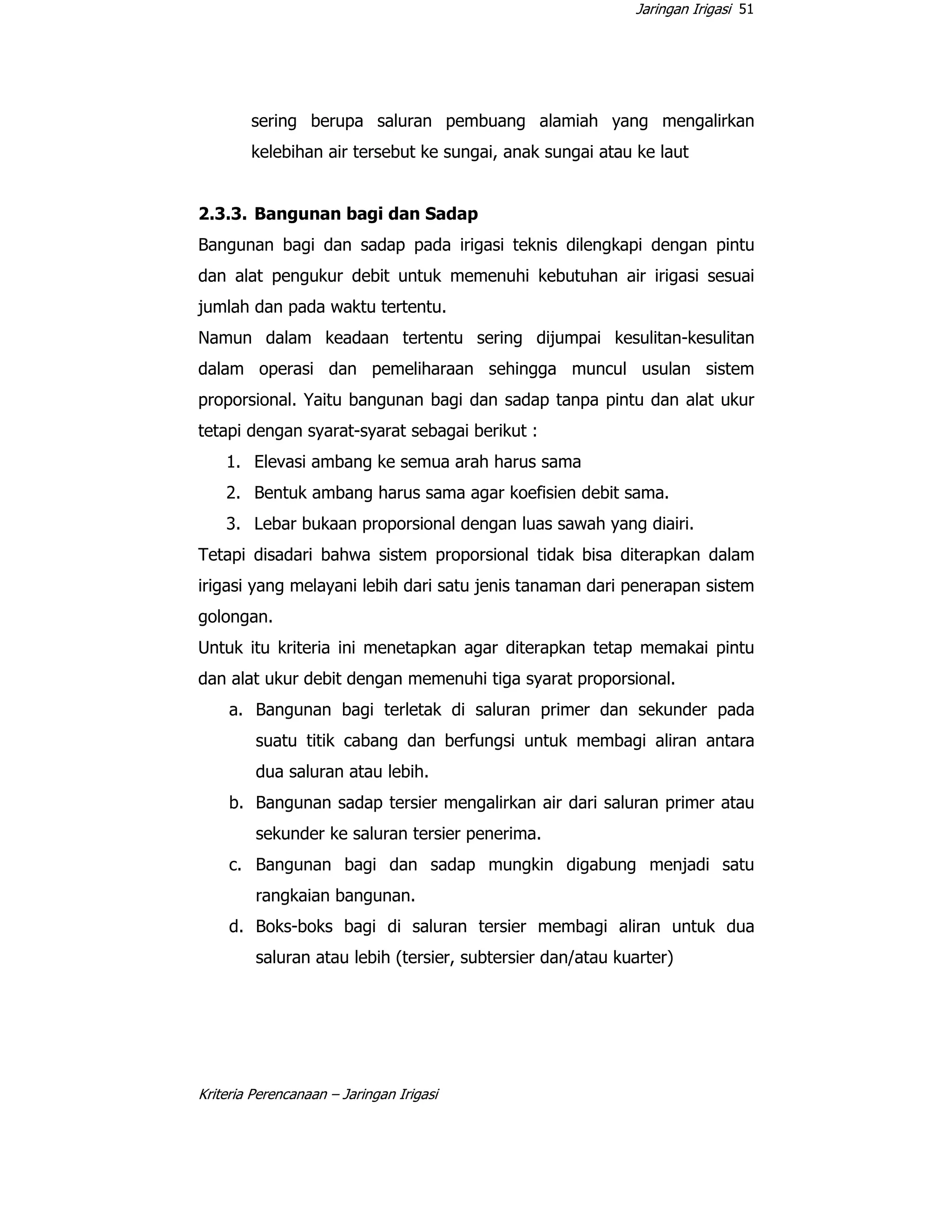 Kp 01 2010 perencanaan jaringan irigasi | PDF