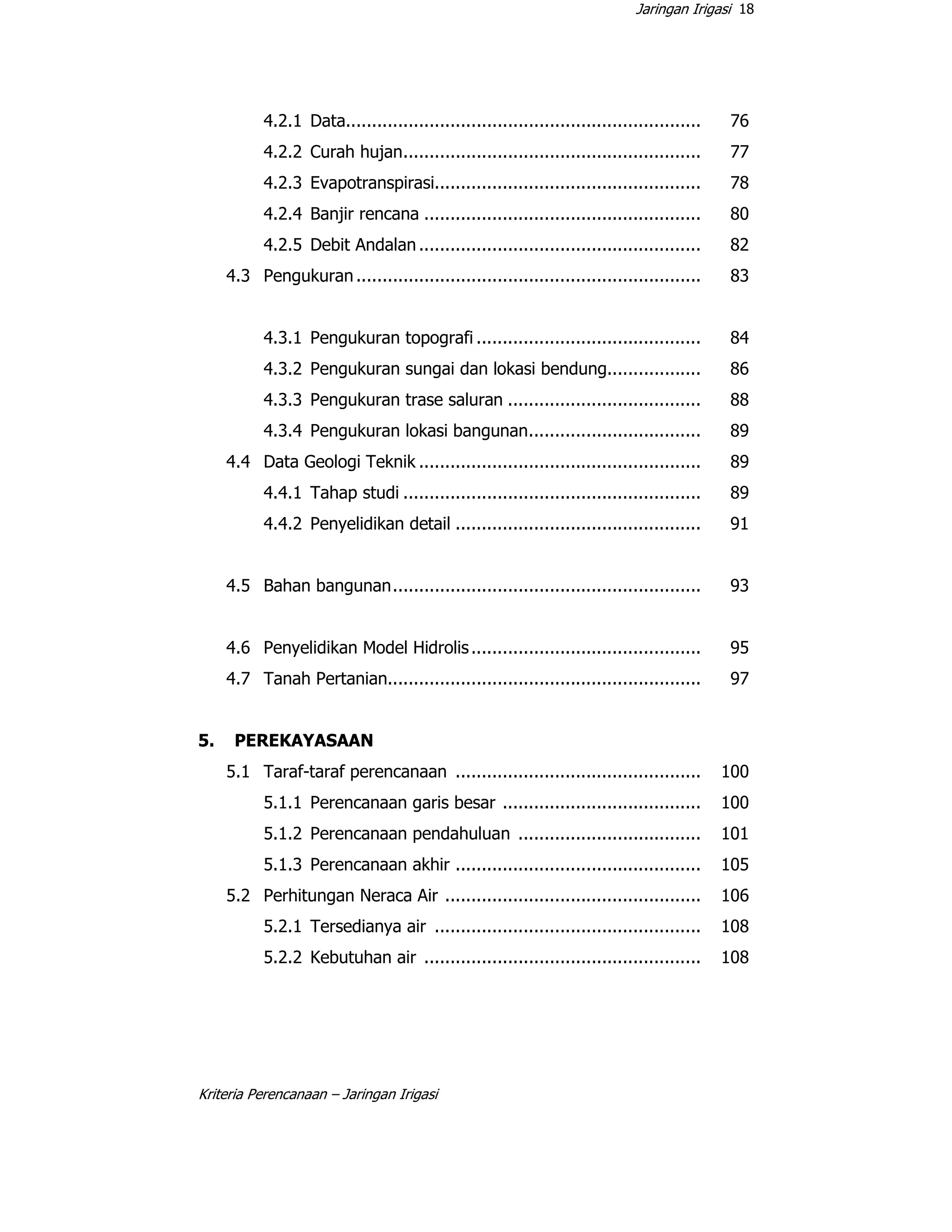 Kp 01 2010 perencanaan jaringan irigasi | PDF