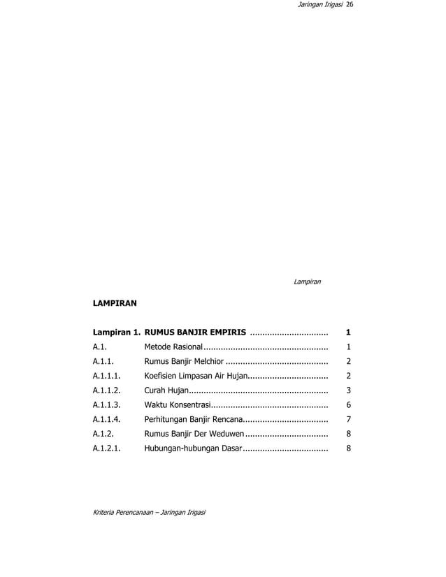 Kp 01 2010 perencanaan jaringan irigasi | PDF