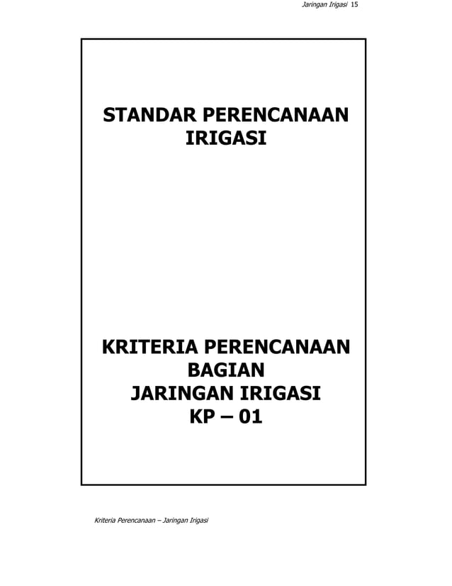 Kp 01 2010 perencanaan jaringan irigasi | PDF