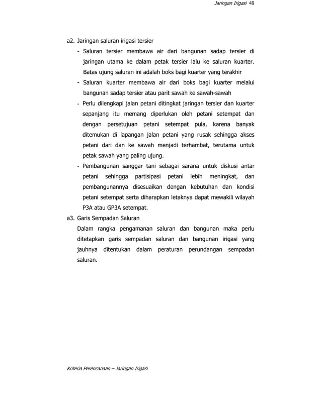 Kp 01 2010 perencanaan jaringan irigasi | PDF