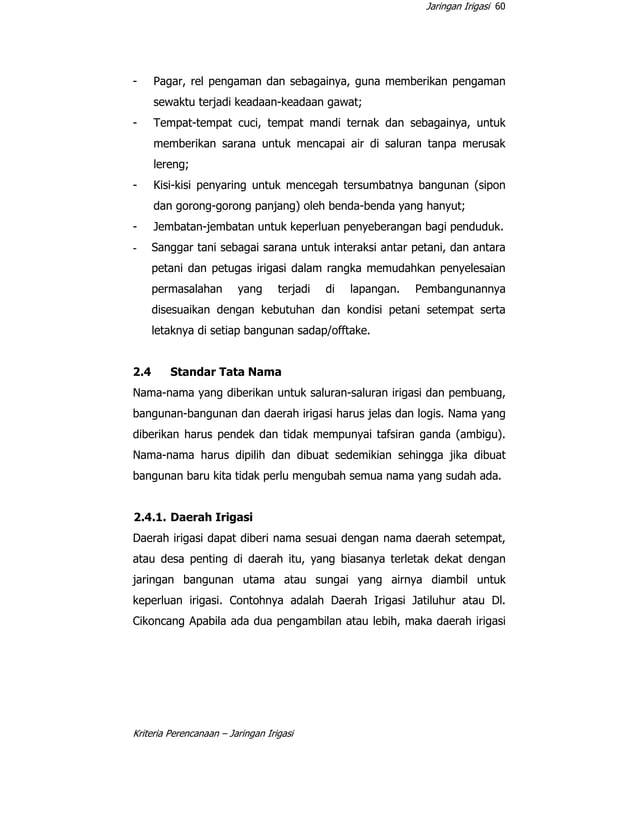 Kp 01 2010 perencanaan jaringan irigasi | PDF