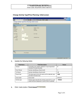Kp26 Plan Activity Output On Cost Center | DOC