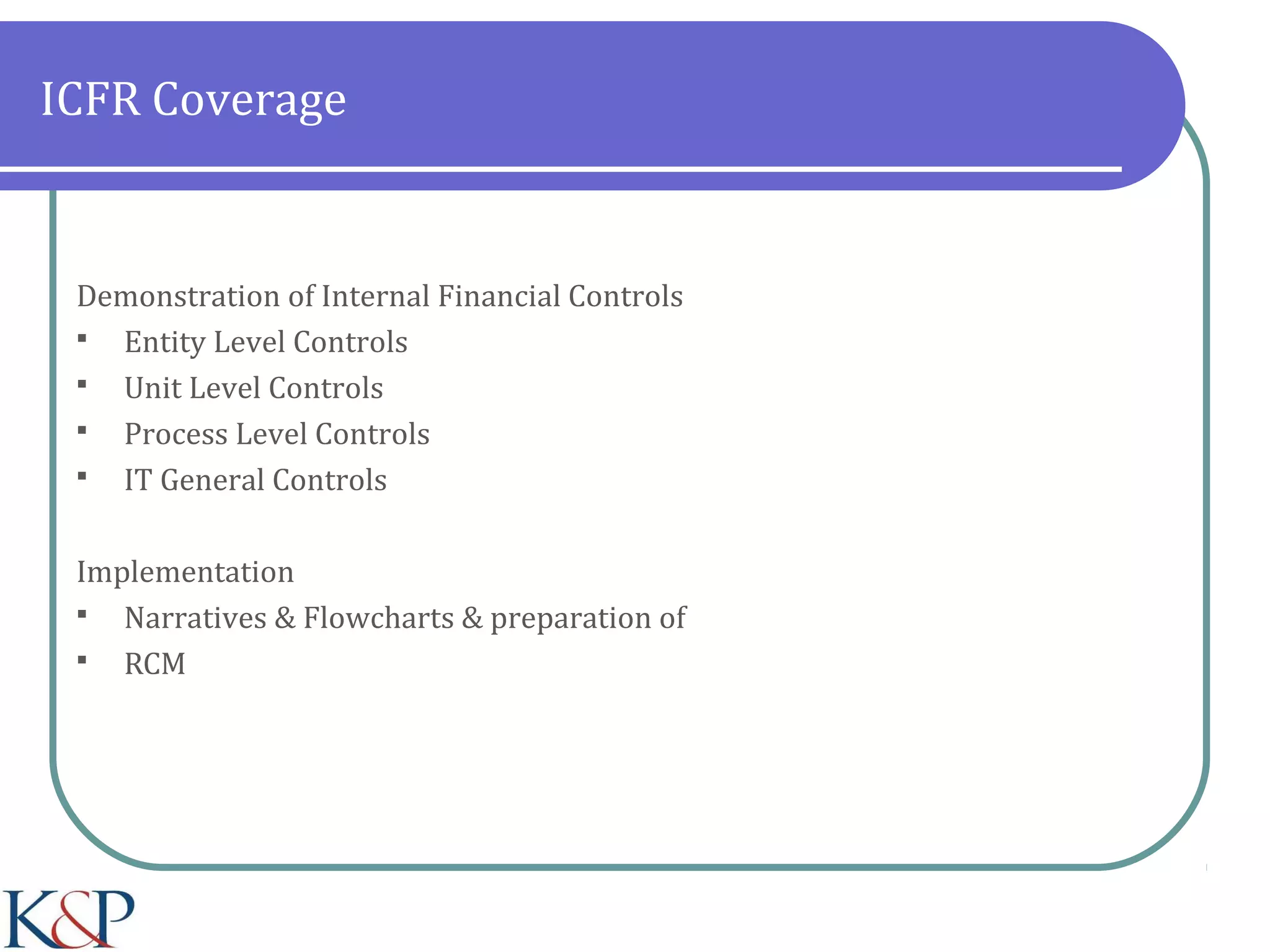 Internal Financial Controls (IFC) / Internal Control over Financial ...
