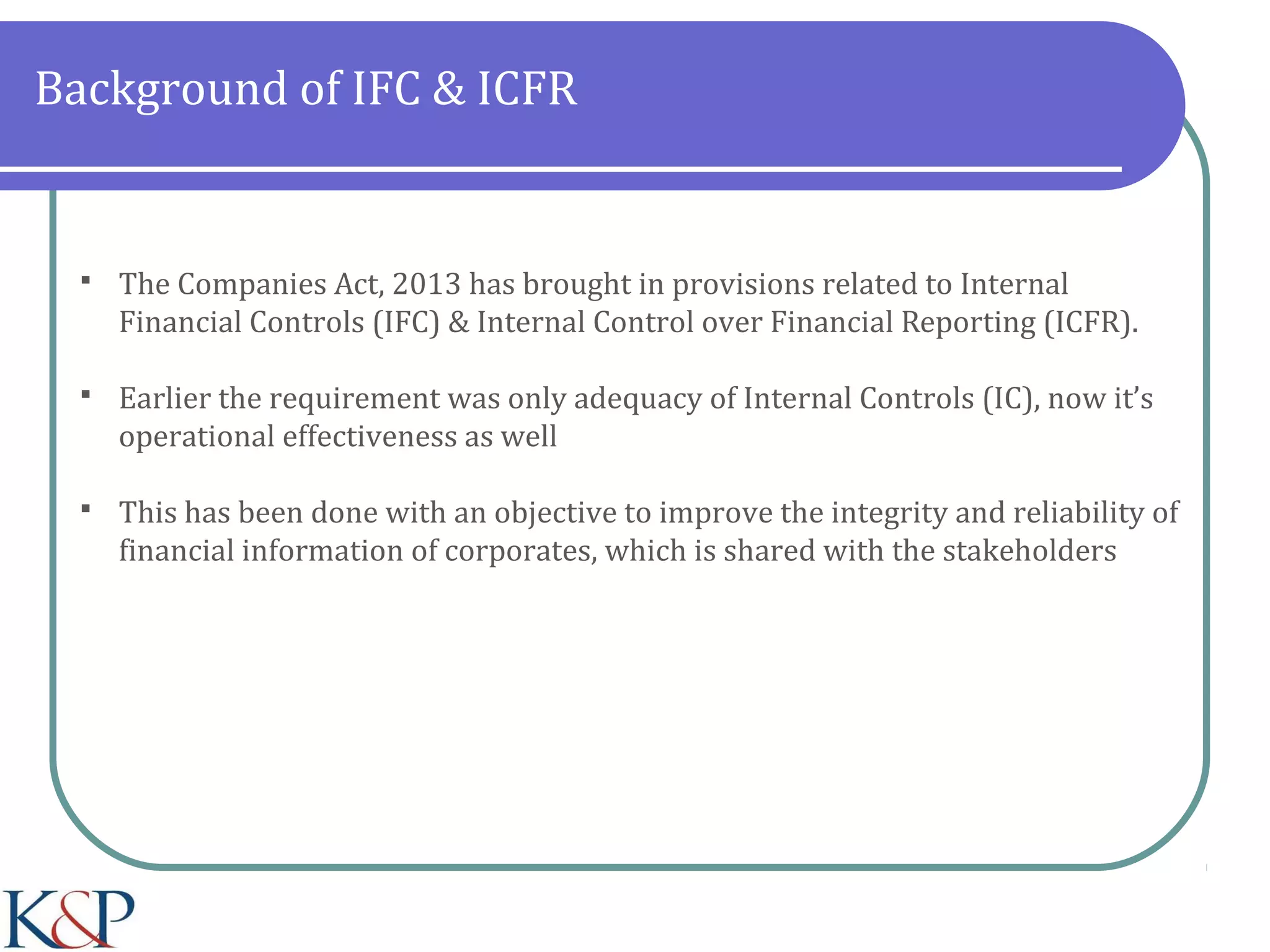 Internal Financial Controls (IFC) / Internal Control over Financial ...