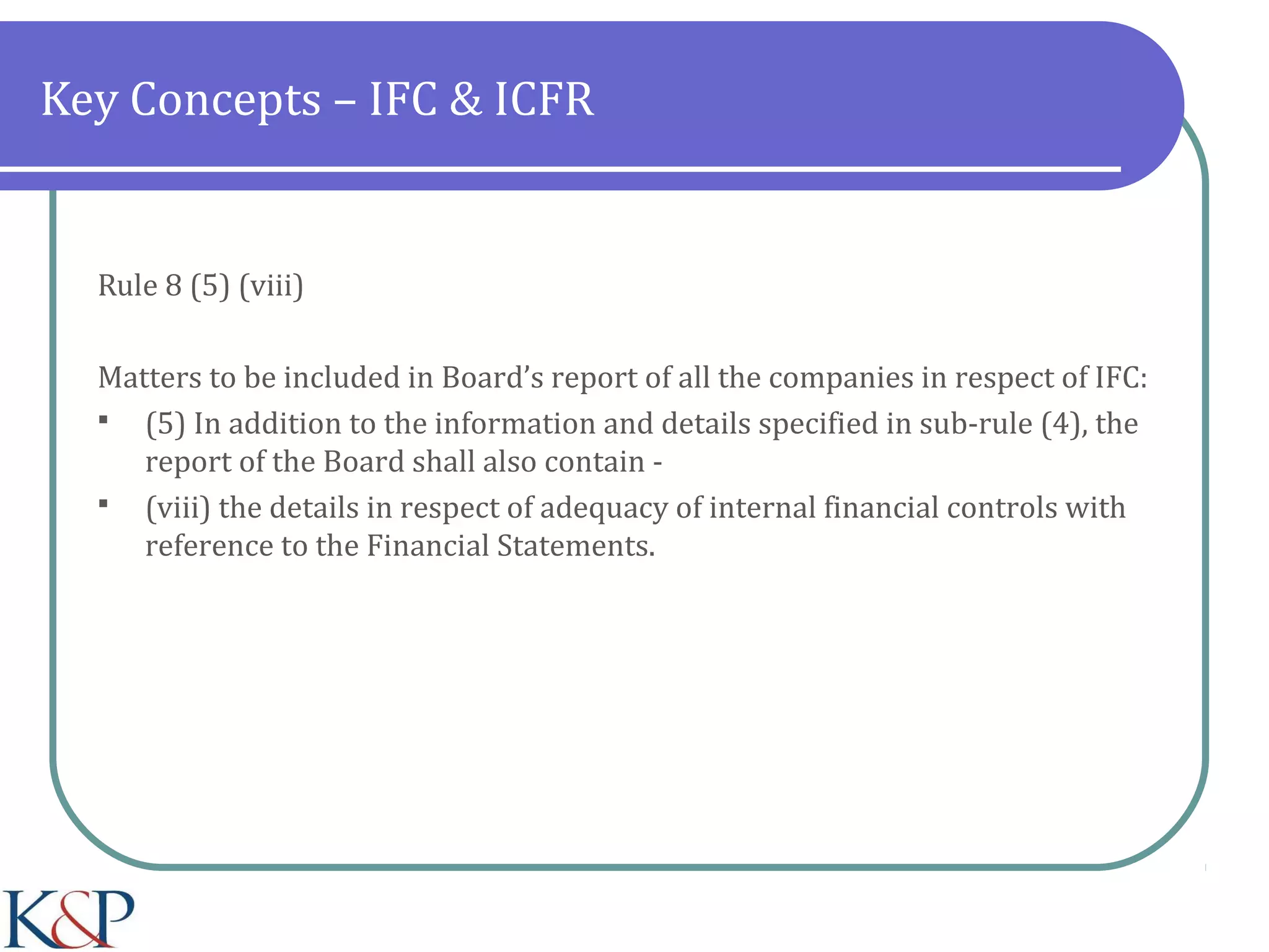 Internal Financial Controls (IFC) / Internal Control over Financial ...