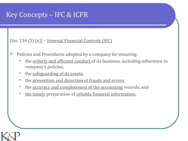 Internal Financial Controls (IFC) / Internal Control over Financial Reporting (ICFR) | PPT ...