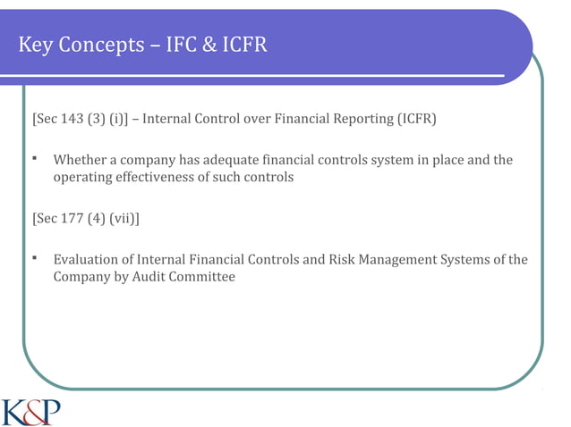 Internal Financial Controls (IFC) / Internal Control over Financial Reporting (ICFR) | PPT ...