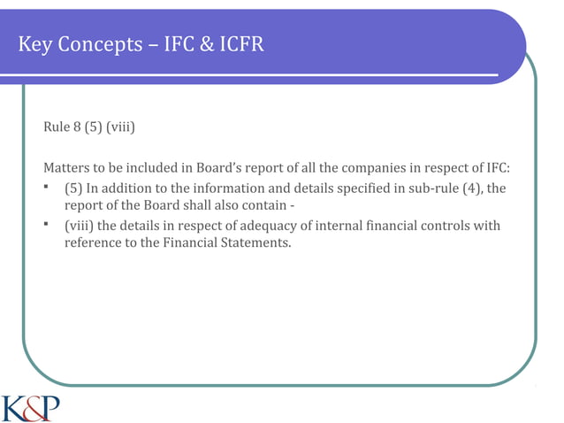 Internal Financial Controls (IFC) / Internal Control over Financial ...