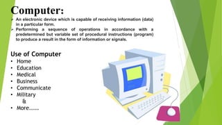 Role of computer (IT-Lab) Presentation # 1 | PPTX