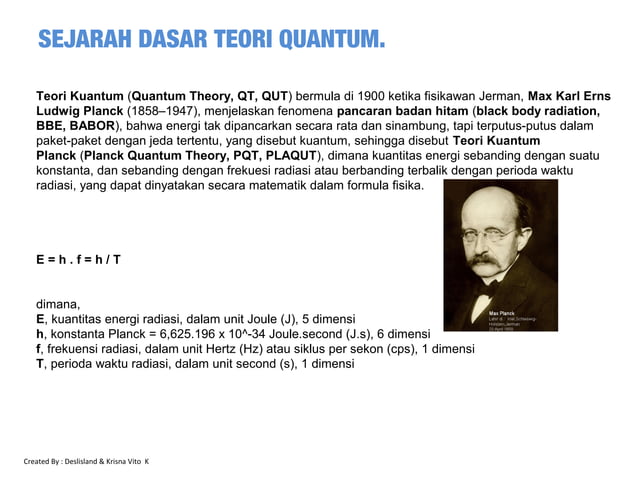 Dasar Teori Quantum Dan Model Atom | PPT