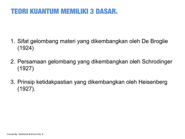 Dasar Teori Quantum Dan Model Atom | PPT