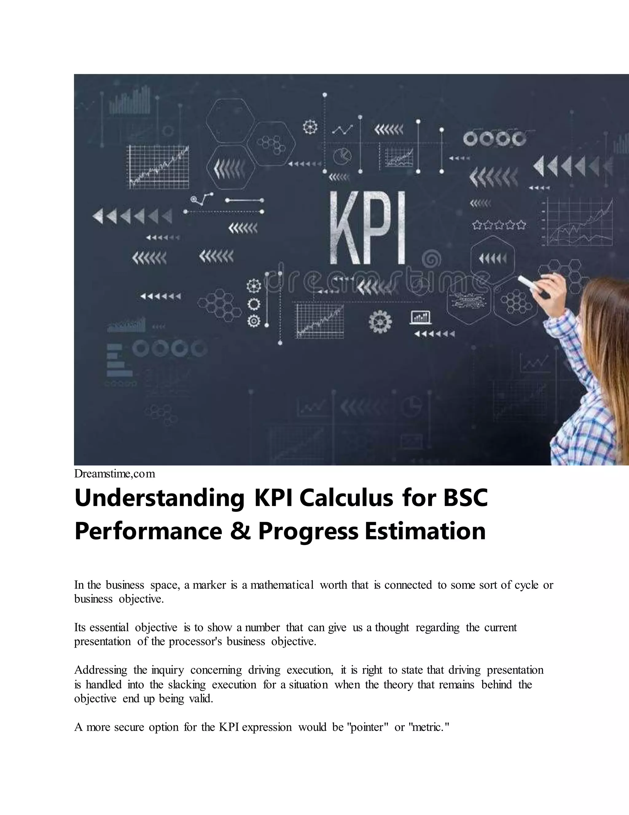 KPI Calculus for BSC Performance & Progress Estimation | PDF