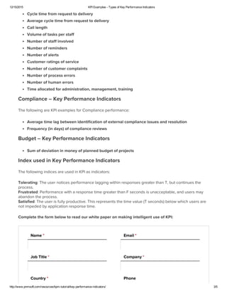 Kpi examples types of key performance indicators | PDF