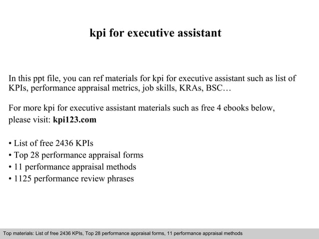Kpi for executive assistant | PPT