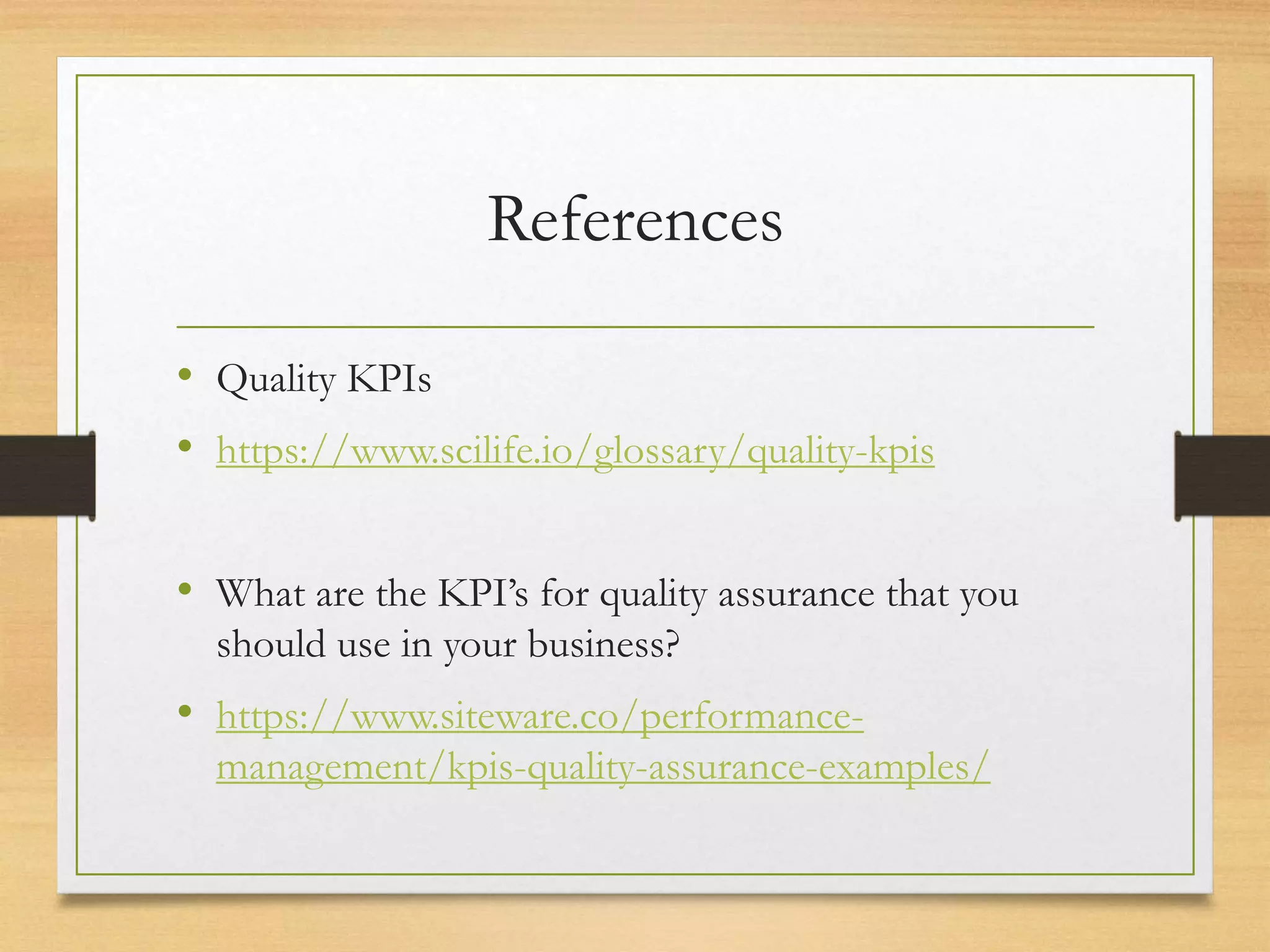 KPI for quality assurance.pptx | Business | Business and Finance