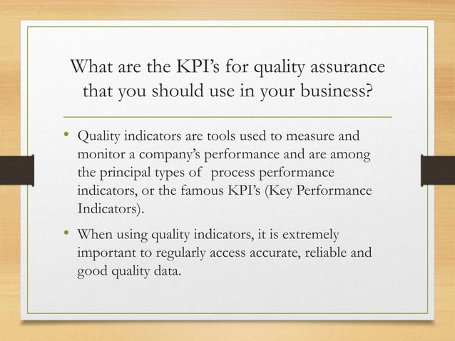 KPI for quality assurance.pptx | Business | Business and Finance