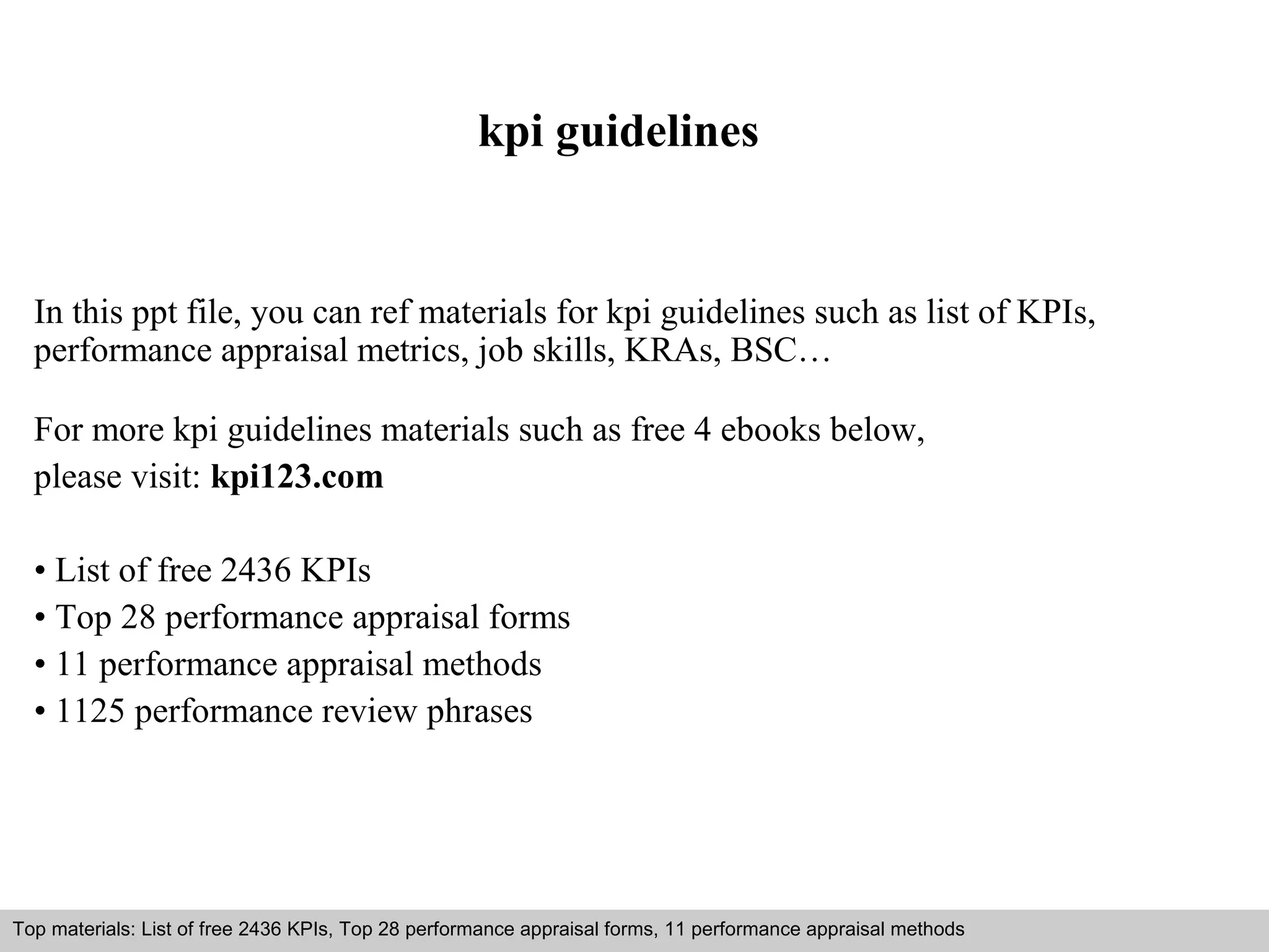 Kpi guidelines | PPT