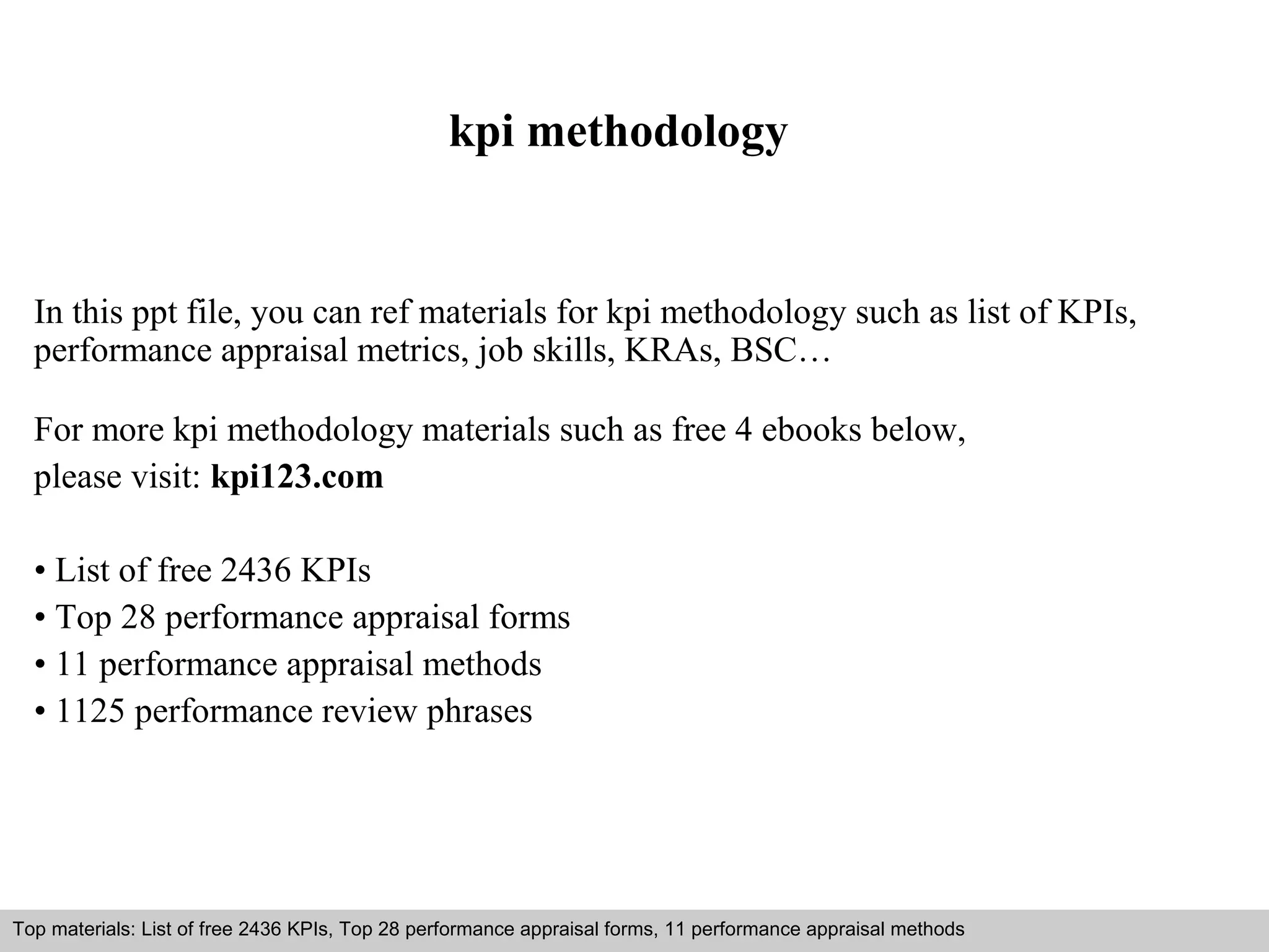 Kpi methodology | PPT