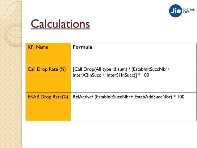 LTE KPIs and Formulae | PDF