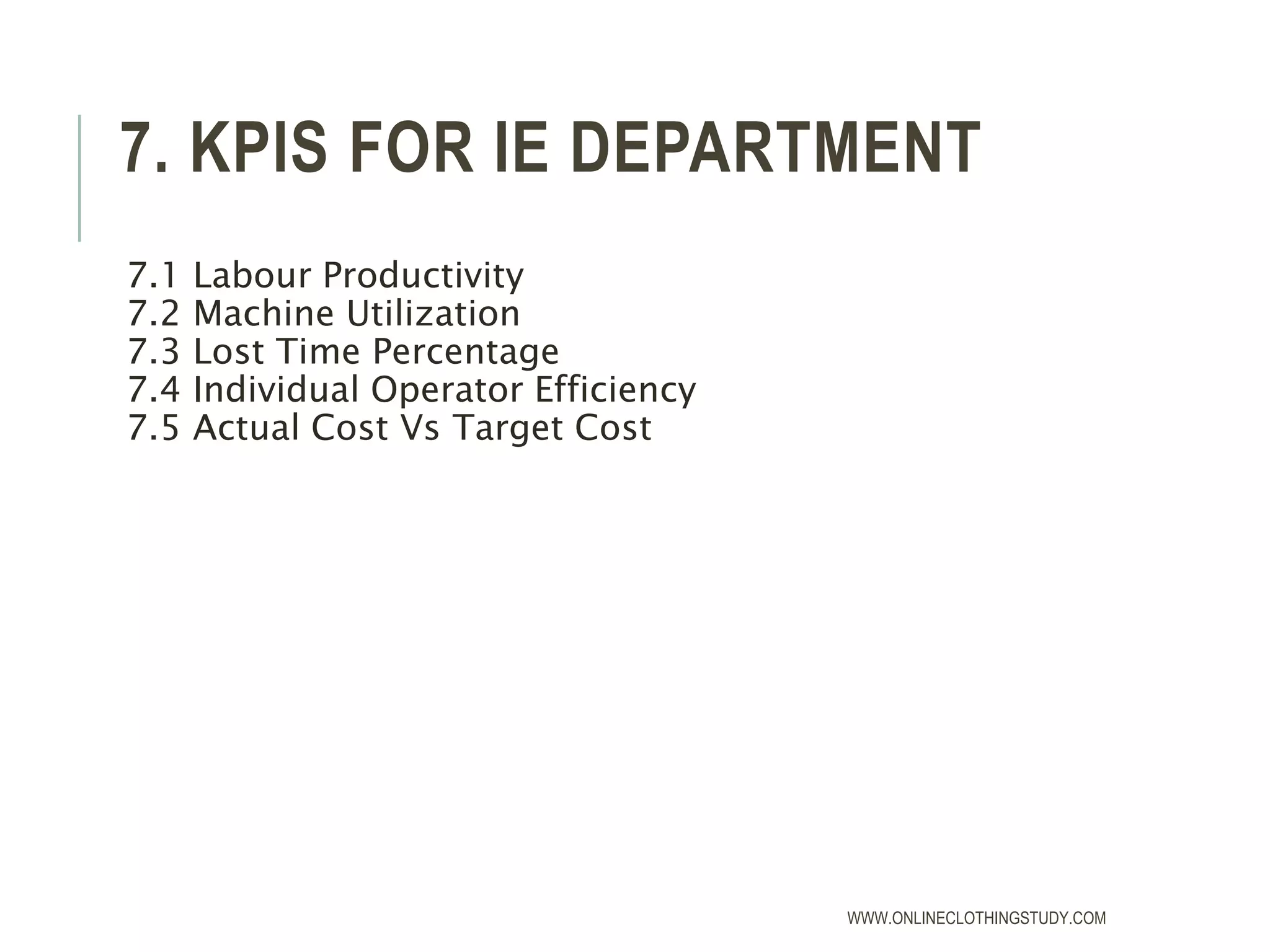Apparel Manufacturing Key Performance Indicators (KPI) | PPTX