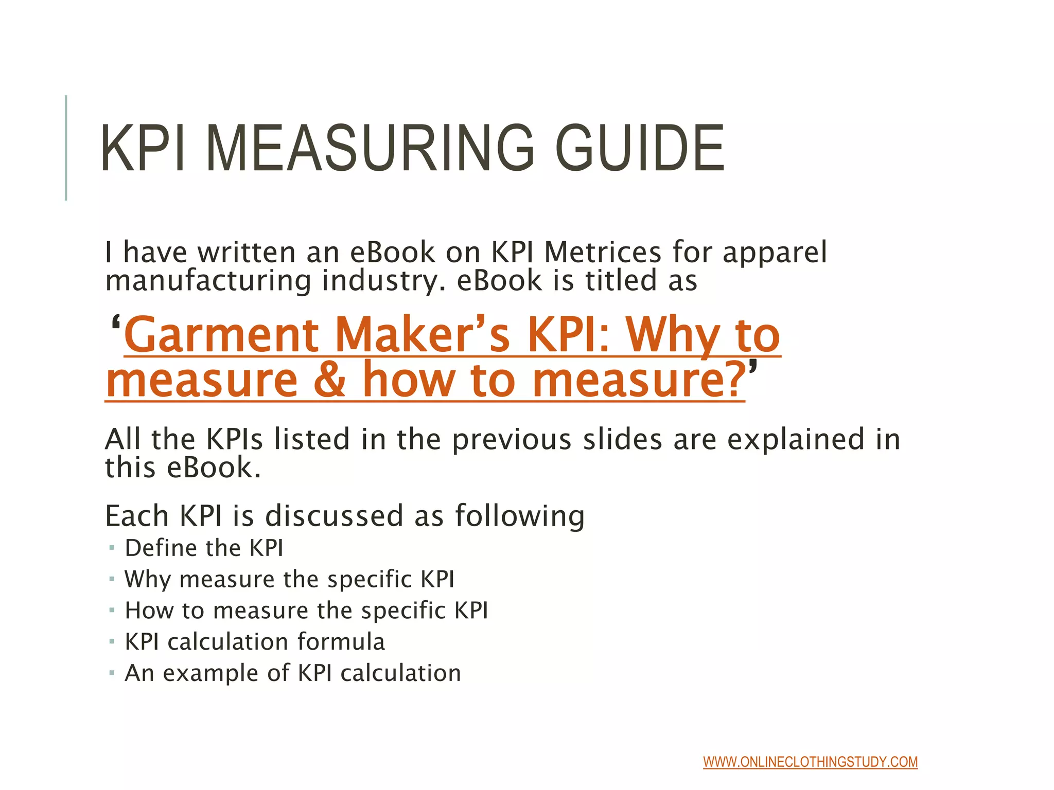 Apparel Manufacturing Key Performance Indicators (KPI) | PPTX
