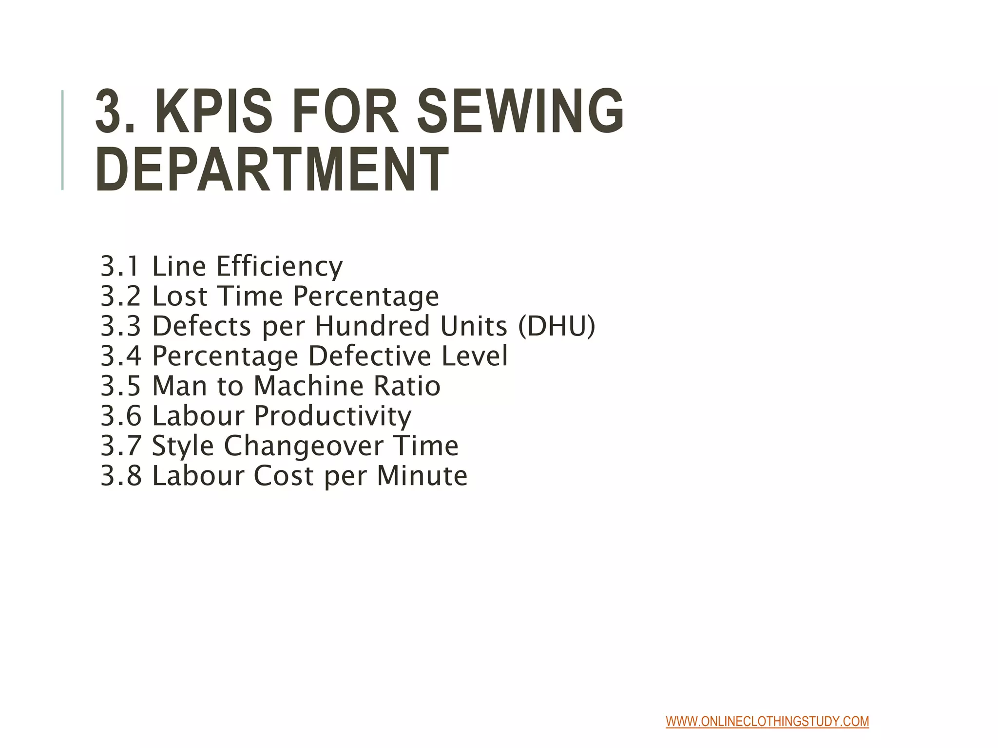 Apparel Manufacturing Key Performance Indicators (KPI) | PPTX