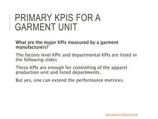 Apparel Manufacturing Key Performance Indicators (KPI) | PPTX