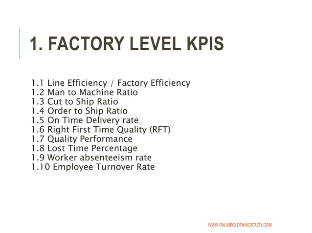 Apparel Manufacturing Key Performance Indicators (KPI) | PPT