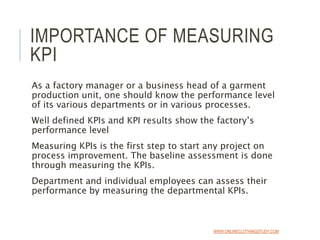Apparel Manufacturing Key Performance Indicators (KPI) | PPT