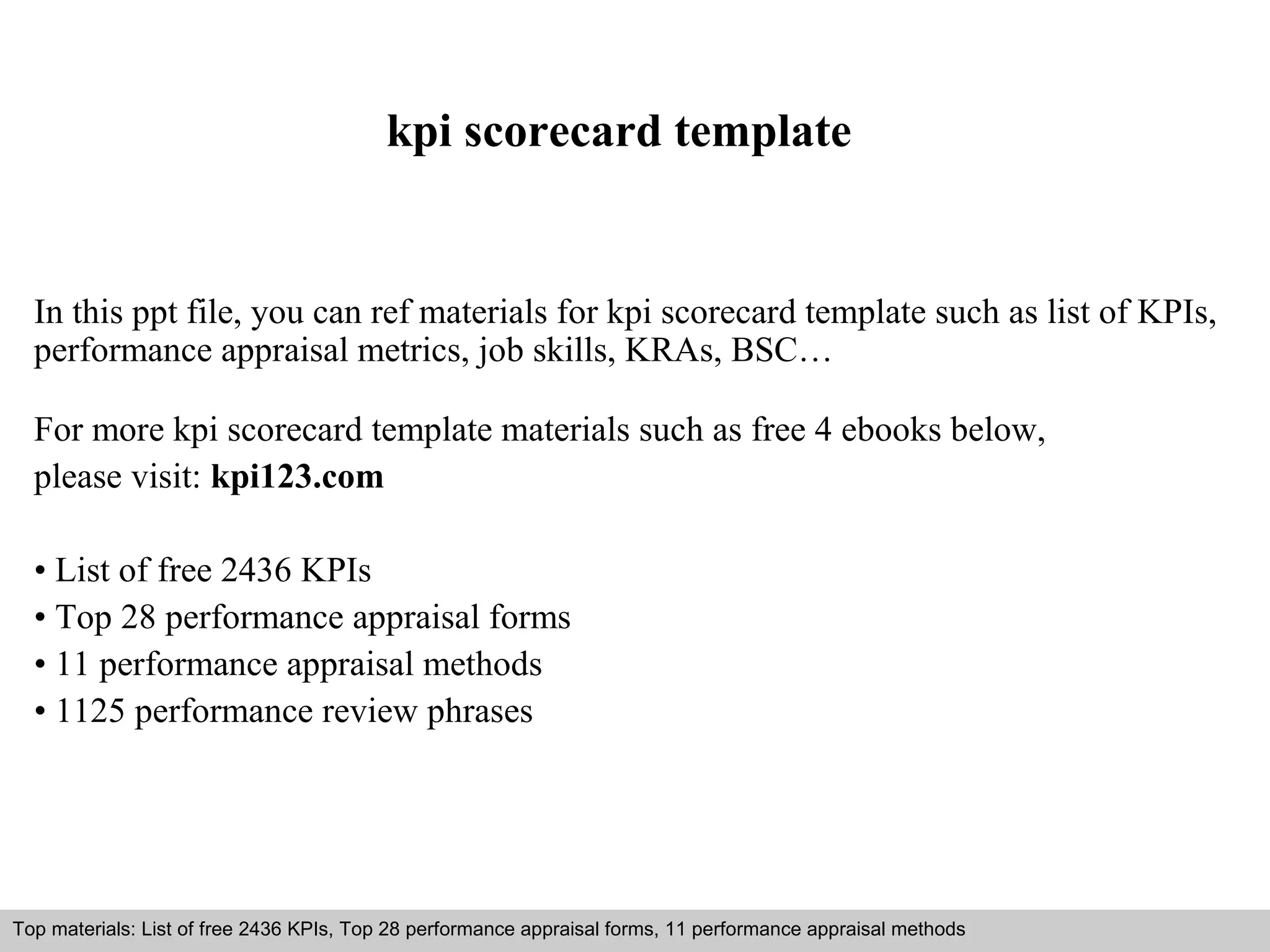Kpi scorecard template | PPT