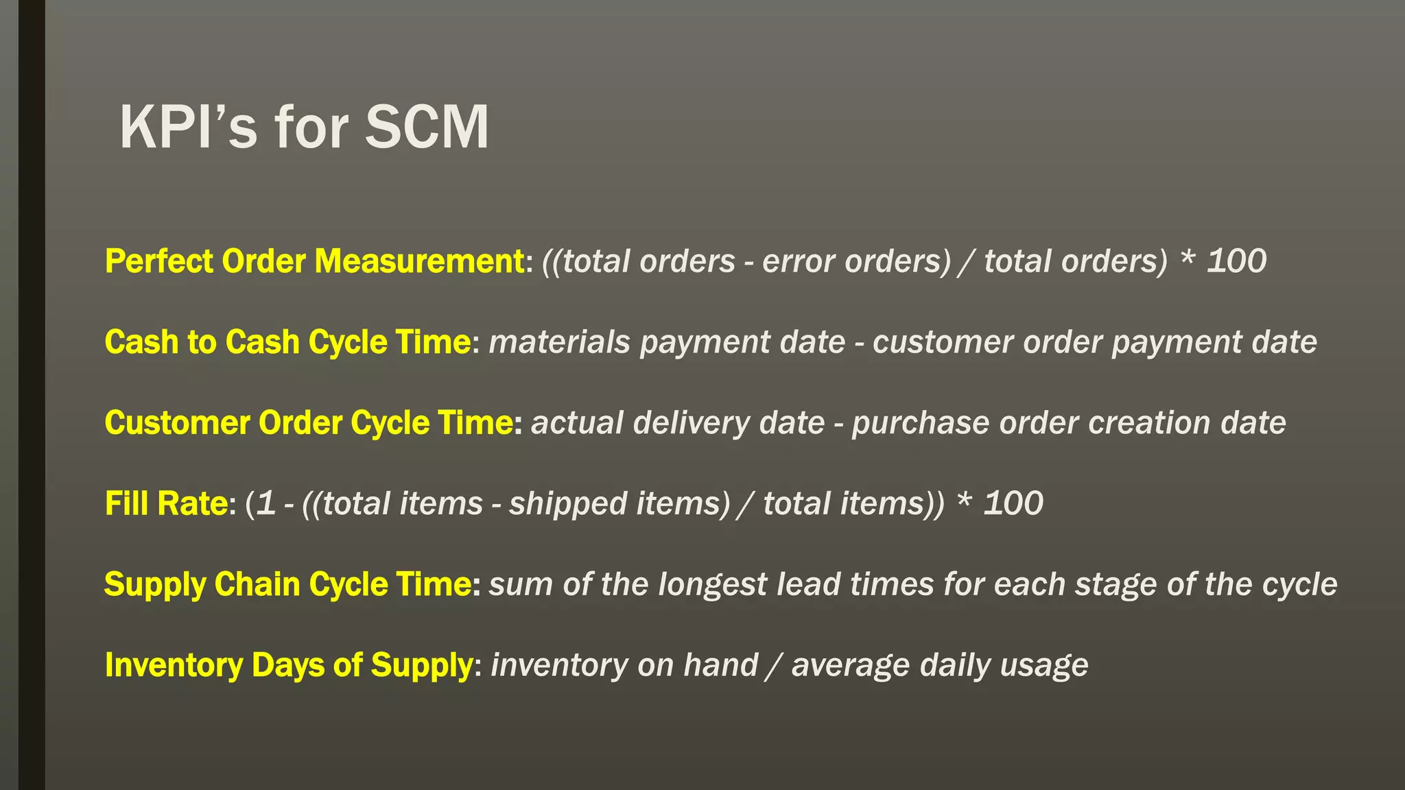 Kpis for scm | PPTX
