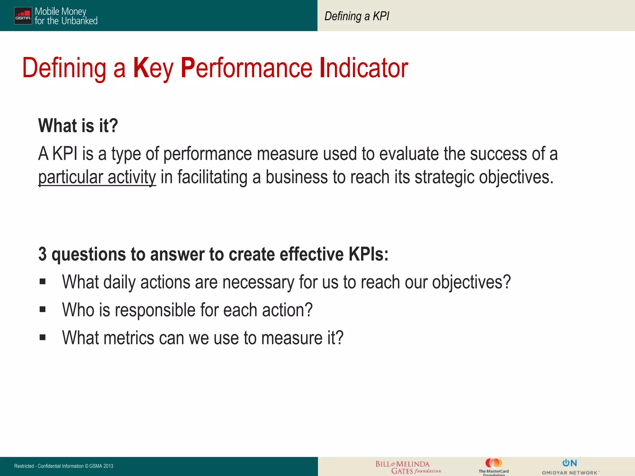 KPIs in Mobile Money: A Reference Guide | PDF