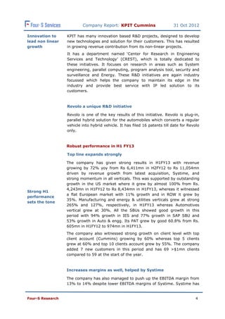 Kpit cummins company report | PDF | Automotive Industry | Industries