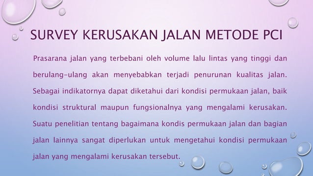 perhitungan metode PCI (PAVEMENT CONDITION INDEX) | PPTX