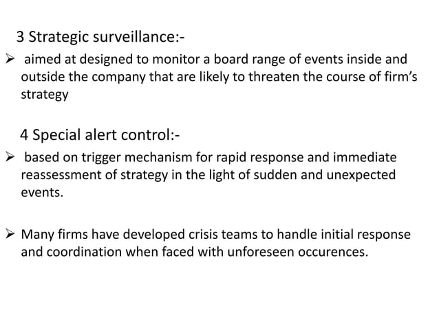 strategic control | PPTX | Business | Business and Finance