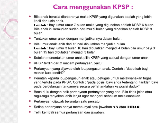 (KPSP) KUESIONER PRA SKRINING PERKEMBANGAN | PPT
