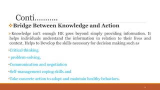 Position and role of health education in health promotion. | PPT