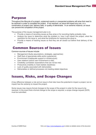 Issue Management Plan | PDF