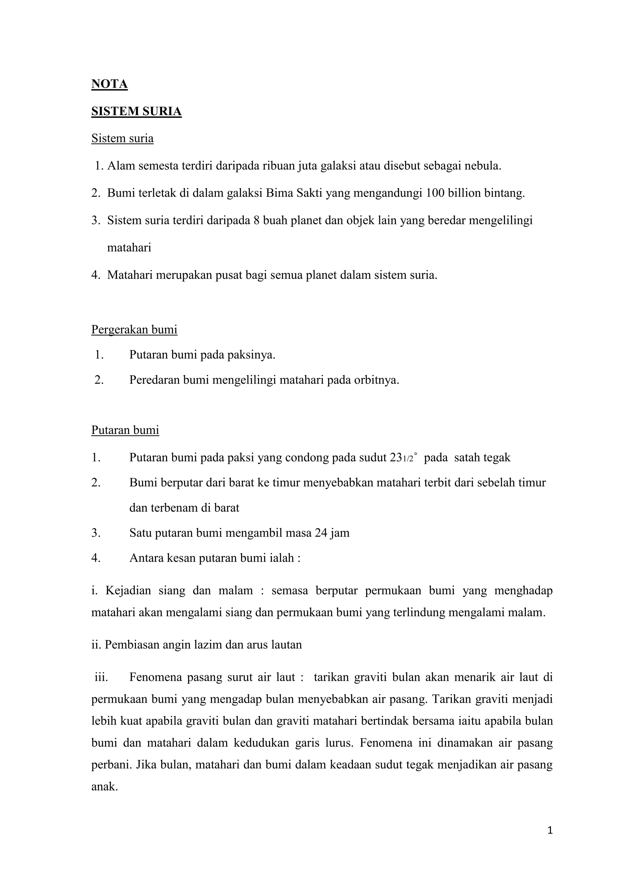 Kpt6043 Nota Sistem Suria | DOCX