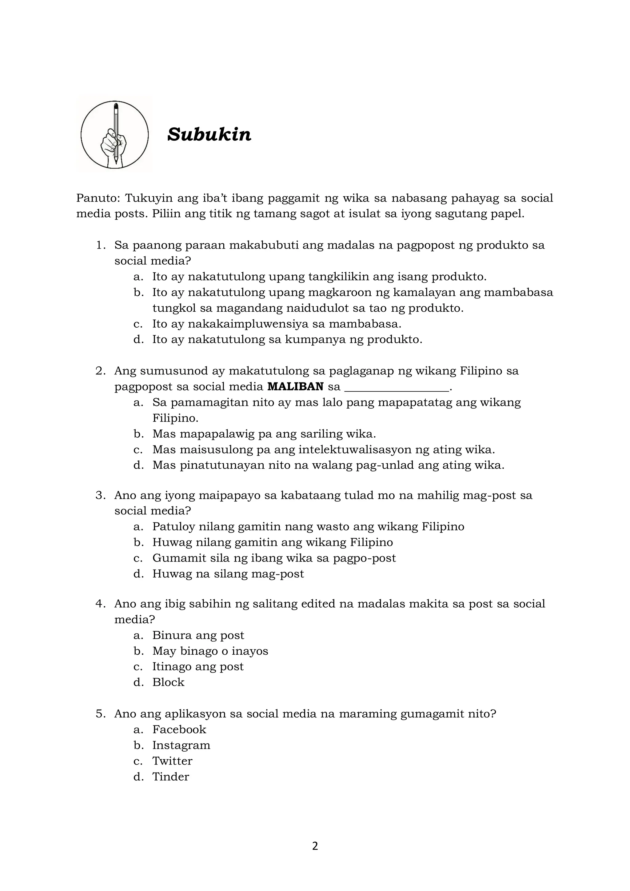 KPWKP_Q1_Module5 Una, Pangalawang Wika, Linggwistikong Komunidad.pdf