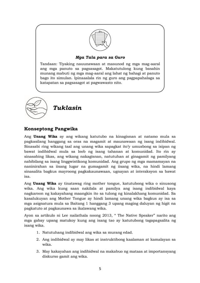 KPWKP_Q1_Module5 Una, Pangalawang Wika, Linggwistikong Komunidad.pdf