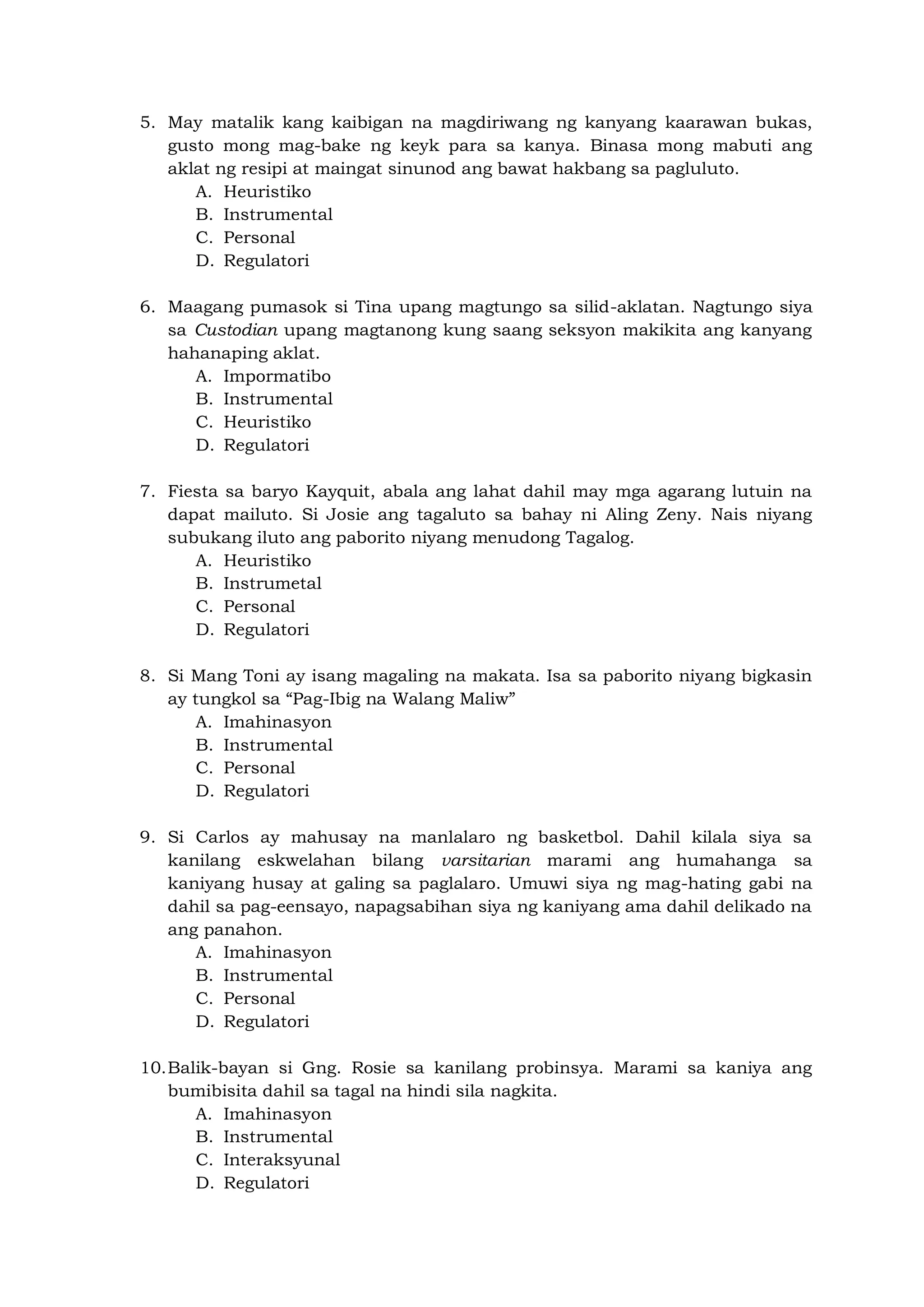 KPWKP_Q1_Module6 Gamit ng Wika sa Lipunan (Instrumental at Regulatori).pdf