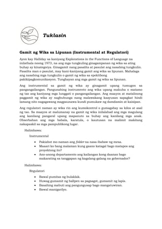 KPWKP_Q1_Module6 Gamit ng Wika sa Lipunan (Instrumental at Regulatori).pdf