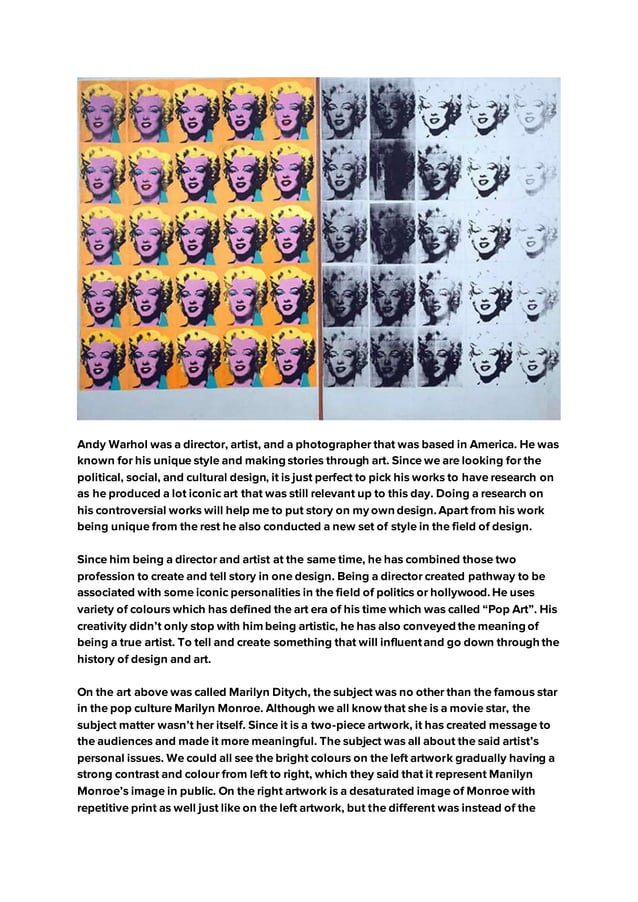 Andy warhol research | DOCX | Painting | Arts and Crafts