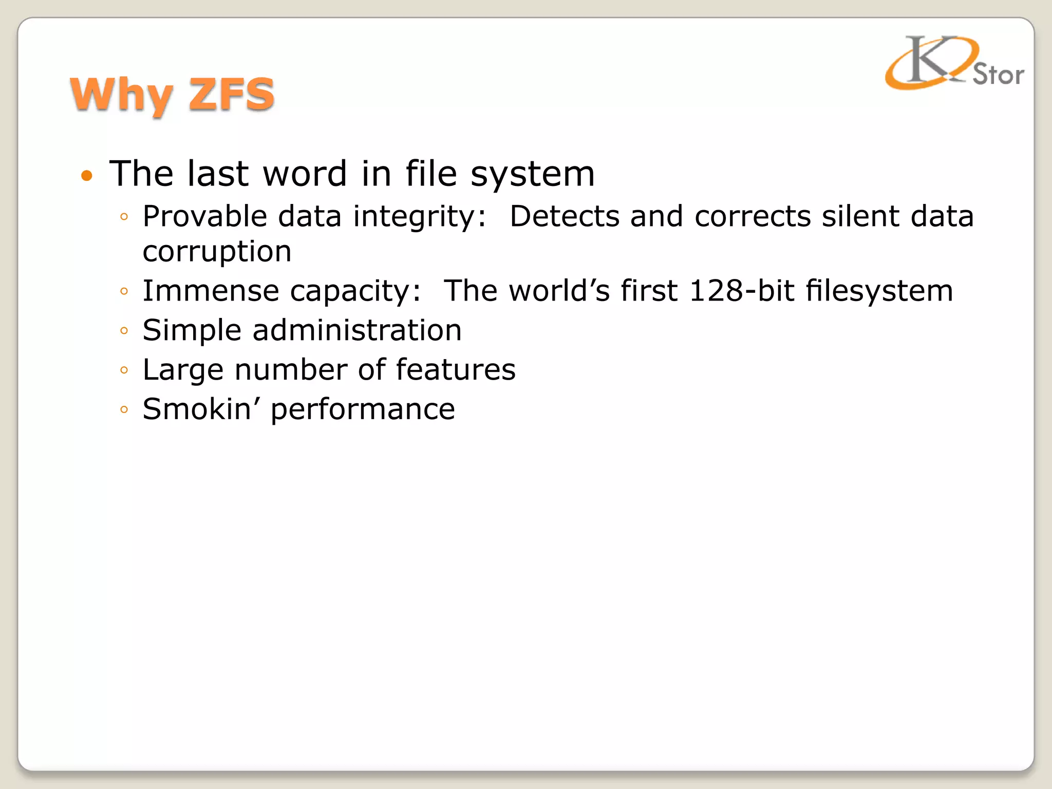 Webinar - KQStor ZFS port on Linux | PPT