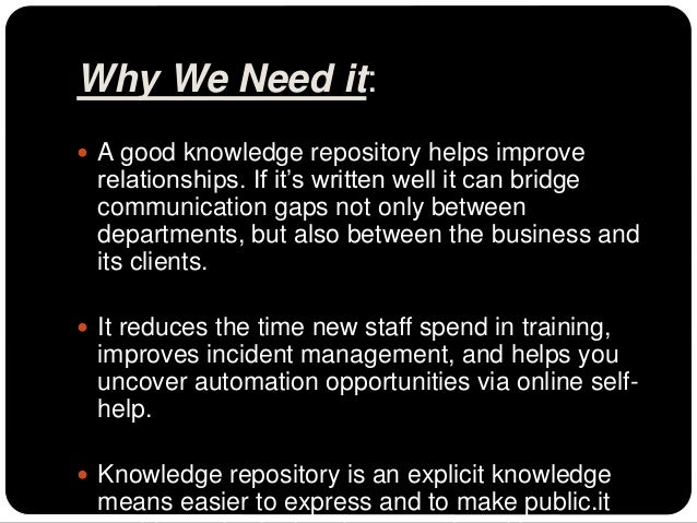 Knowledge Repository and Knowledge Management