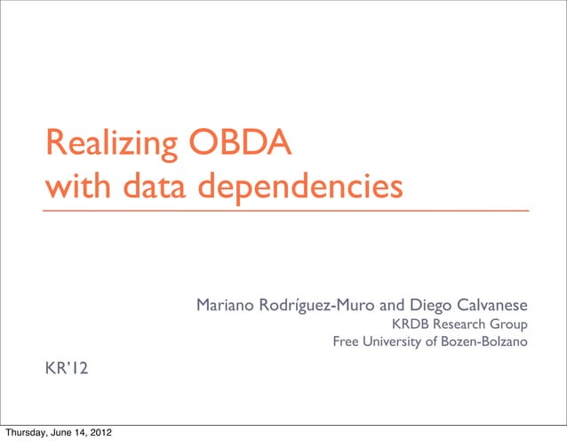 KR12 Semantic Index and TBox optimisation with respect to dependencies ...