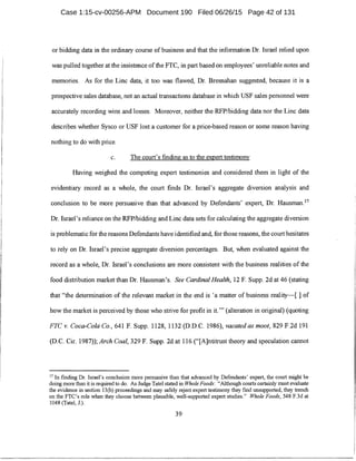 Memorandum Opinion Sysco US Foods Merger / Acquisition | PDF