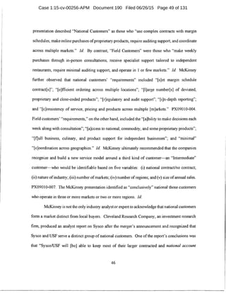 Memorandum Opinion Sysco US Foods Merger / Acquisition | PDF